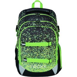 Schulrucksack neoxx "Active Pro", Kinder, Gr. B/H/T: 31cm x 45,5cm x 24cm, schwarz (pixel my mind), Polyester, Rucksäcke