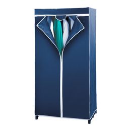 Stoffschrank Wenko "Modell Air", blau (dunkelblau), B:75cm H:150cm T:50cm, Polypropylen, Stahl, Schr&auml;nke, Stoffschrank mit Kleiderstange & Rei&szlig;verschluss, atmungsaktives Vlies