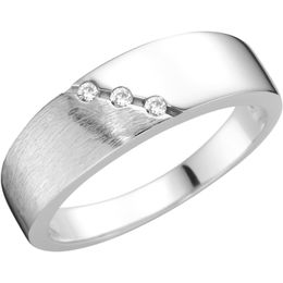 Fingerring Firetti "Schmuck Geschenk Damenring Ring matt glanz" Gr. 19, silber (silberfarben, kristallweiß), Fingerringe, Damen, 19, Messing, 3,1mm, mit Zirkonia (synth.)