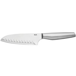 Santokumesser Fissler "Essential", silber (edelstahlfarben), Klingenl&auml;nge 12,4cm, Edelstahl 18/10, Kochmesser, breite Klinge, Halbkropf, leicht gebogenes Klingenprofil, Kullen