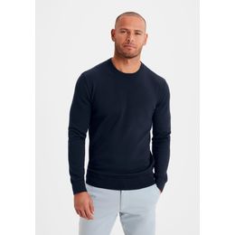 H.I.S. Strickpullover H.I.S, Herren, Gr. L (52/54), blau (navy), Feinstrick, Obermaterial: 60% Baumwolle, 40% Polyester, unifarben, regular fit normal, Rundhals, Strickb&uuml;ndchen, Pullover Strickpullover, Regular Fit, Langarm, Pullover aus Feinstrick, Baumwollmischung