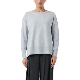 Strickpullover comma, Damen, Gr. 38, grau melange, Strick, Obermaterial: 72% Viskose, 28% Polyester, meliert, regular fit normal, Rundhals, Rippbündchen, Pullover Strickpullover, mit Rippbündchen