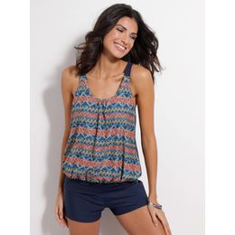 Tankini-Top, Damen, Gr. 38, Cup D, blau (marine, bunt, bedruckt), Elasthan, Polyamid, Bikini-Oberteile