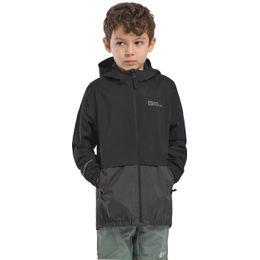 Regenjacke Jack Wolfskin "RAINY DAYS 2L JKT K", Jungen, Gr. 104, schwarz (granite, schwarz), Oberstoff: 100% POLYAMID; Kontrastmaterial 1: 100% POLYAMID; Futter 1: 100% POLYESTER ; Futter 2: 100% POLYESTER, Jacken