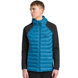 Hybridjacke Jack Wolfskin "ROUTEBURN PRO HYBRID M", Herren, Gr. L (52), blau (aurorablau), Oberstoff: 100% POLYESTER; Kontrastmaterial 1: 93% POLYESTER, 7% ELASTHAN; Füllung 1: 100% POLYESTER; Futter 1: 100% POLYESTER, Jacken