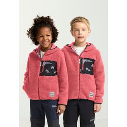 Fleecejacke Jack Wolfskin "MOOMIN ICE CURL K", Jungen, Gr. 92, sunsetcoral, Oberstoff: 100% POLYESTER; Kontrastmaterial 1: 100% POLYESTER; Futter 1: 100% POLYESTER, Jacken