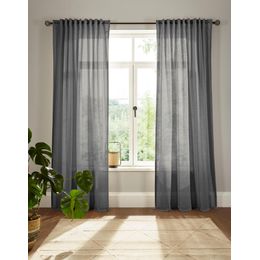 Vorhang Andas "Elby 2" Gr. 1, grau (anthrazit), B:142cm H:150cm, Jacquard, Baumwolle, Polyester, Gardinen, basic, transparent, monochrom, bis 295 cm L&auml;nge