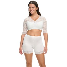 Dirndlbluse SuSa "Wiesn-Zauber", Damen, Gr. 42, weiß, Spitze, Obermaterial: 89% Polyamid, 11% Elasthan, bestickt, unifarben, eng bauchfrei, V-Ausschnitt, Ärmel ohne Ärmelschlitz Spitze, Blusen, florale Spitze, halbarm, elastisch, V-Ausschnitt, feminin