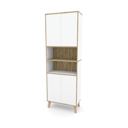 Roba Hochschrank &raquo;Morena&laquo; mit 4 T&uuml;ren und 2 offenen F&auml;chern - 66,4x32,5x195cm - braun - Holz / Acryl