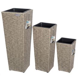 Casaria Polyrattan Blumentopf 3er-Set Creme