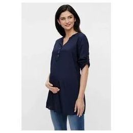 Longbluse MAMALICIOUS "MLMERCY", Damen, Gr. M, blau (navy), Web, Obermaterial: 100% Viskose (LENZINGTM ECOVEROTM), unifarben, figurumspielend, Rundhals, Blusen Longbluse, aus EcoVero