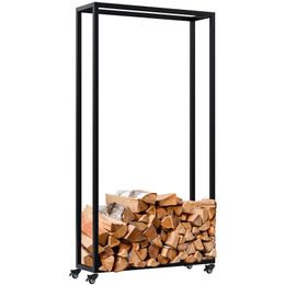 CLP Kaminholzst&auml;nder innen Metall mit Rollen Hilta, Kaminholzregal aus stabilem Metall, Aufbewahrung f&uuml;r Brennholz im Wohnzimmer