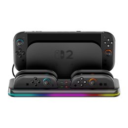 Wigento Für Nintendo Switch 2 Magnetische Ladestation RGB Schwarz