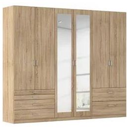 Kleiderschrank Rauch "Kleiderschrank Schrank Garderobe W&auml;scheschrank WILDBERG", braun (eiche sonoma), B:271cm H:229cm T:54cm, Holzwerkstoff, Schr&auml;nke, Kleiderschrank, mit 6 Schubladen, obere Schublade mit Holz-Einteilung MADE IN GERMANY