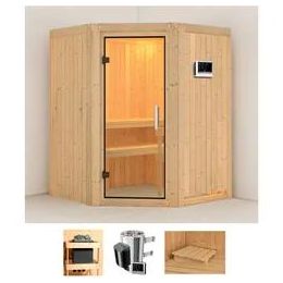 Sauna Karibu "Nanna", beige (naturbelassen), Saunaofen, externe Steuerung, 3,6 kW, Saunen, Ofen 3,6 kW externe Strg.easy