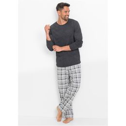 bonprix Pyjama mit Bio-Baumwolle mit langen &Auml;rmeln, grau, mit Baumwolle