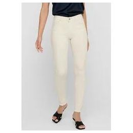 Skinny-fit-Jeans Only "ONLBLUSH LIFE MID SK AK RW DOT019", Damen, Gr. XS (34), L&auml;nge 32, beige (ecru), Denim/Jeans, Obermaterial: 92% Baumwolle, 6% Elastomultiester, 2% Elasthan, unifarben, skinny fit, Jeans 5-Pocket-Jeans