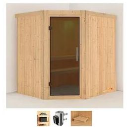 Sauna Karibu "Laila", beige (naturbelassen), Saunaofen, integrierte Steuerung, 3,6 kW, Saunen, Ofen 3,6 kW intgr. Strg
