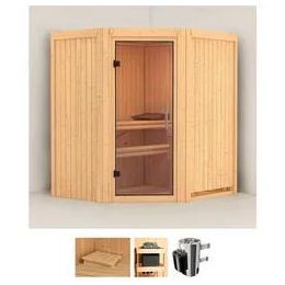 Sauna Karibu "Tomke", beige (naturbelassen), Saunaofen, integrierte Steuerung, 3,6 kW, Saunen, Ofen 3,6 kW intgr. Strg