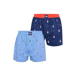 Happy Shorts Boxer ' XMAS ' Herren Größe L hellblau / dunkelblau