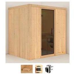 Sauna Karibu "Finja", beige (naturbelassen), Saunaofen, integrierte Steuerung, 3,6 kW, Saunen, Ofen 3,6 kW intgr. Strg