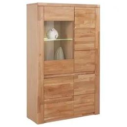 Vitrine OTTO HOME "Burani", braun (eiche teilmassiv), B:90cm H:145cm T:35cm, Holz teilmassiv, Schr&auml;nke, Vitrine, grifflose Optik