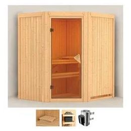Sauna Karibu "Tomke", beige (naturbelassen), Saunaofen, integrierte Steuerung, 3,6 kW, Saunen, Ofen 3,6 kW intgr. Strg