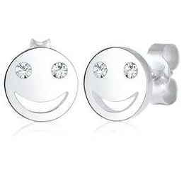 Paar Ohrstecker Elli "mit Smiling Face 925 Silber, mit Kristallen von Swarovski", silber, Ohrringe, Damen, onesize,mit Steinen, Silber 925 (Sterlingsilber)