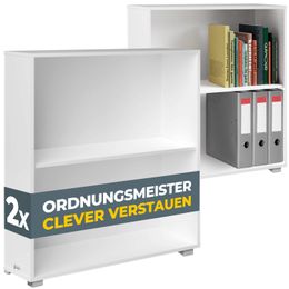 Casaria B&uuml;cherregal Vela 2er-Set Wei&szlig; 2 F&auml;cher