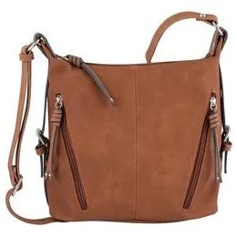 Umh&auml;ngetasche Tom Tailor "CAIA Cross bag M", Damen, Gr. B/H/T: 26cm x 26cm x 12cm, braun (cognac), Lederimitat, Polyurethan (PU), Taschen Umh&auml;ngetasche, mit sch&ouml;nen Details