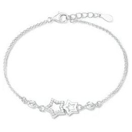 Armband Amor "Sterne", silber (silberfarben, kristallwei&szlig;), Armb&auml;nder, Damen, 19cm, Silber 925 (Sterlingsilber), Armband, mit Zirkonia (synth.)
