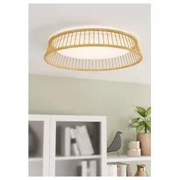 Eglo Deckenleuchte "LUPPINERIA", braun (braun, wei&szlig; wei&szlig;), 1, &Oslash; 45cm H: 9,5cm, 1 Stk., Leuchten, Deckenlampe, Kunststoff in Wei&szlig; und Bambus in Natur, Lampe, &Oslash; 45 cm, Deckenleuchte