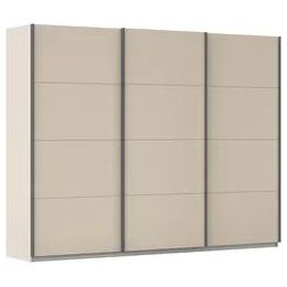 Schwebet&uuml;renschrank OTTO HOME "Kleiderschrank Schrank Garderobe AGORDO mit Dekor- oder Hochglanzfront", beige (beige (champagner), griffleisten graumetallic), B:271cm H:210cm T:62cm, Holzwerkstoff, Schr&auml;nke, Schwebet&uuml;renschrank, in 4 Breiten und 2 H&ouml;hen MADE IN GERMANY