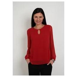 Langarmbluse Seidel Moden, Damen, Gr. 48, rot (rubinrot,44), Jersey, Obermaterial: 94% Polyester, 6% Elasthan. Obermaterial 2: 95% Viskose, 5% Elasthan, loose fit h&uuml;ftbedeckend, Rundhals, elastischer Bund, Blusen, mit blickdichtem Jerseyfutter - MADE IN GERMANY