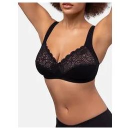 B&uuml;gelloser BH Dorina "Georgina", Damen, Gr. 95, Cup D, schwarz, Jersey, Obermaterial: 75% Baumwolle, 19% Polyamid, 6% Elasthan, unifarben, BHs, mit Spitze, st&uuml;tzendes Unterbrustband, Full-Cup
