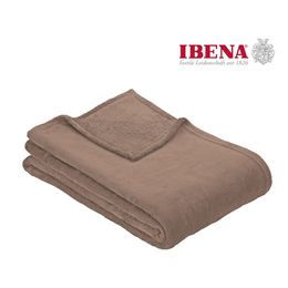 Wohndecke Ibena "Uni Fleecedecke Olbia", grau (taupe), B:130cm L:180cm, Polyester, Wohndecken, einfarbig schick, Kuscheldecke