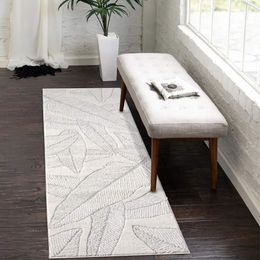 Teppich Carpet City "LOUNGE 0629", grau, B:80cm H:15mm L:300cm, Obermaterial: 100% Polyester, Teppiche, Kurzflor-Teppich Modern, Hoch-Tief-Struktur, Wohnzimmer, Schlafzimmer