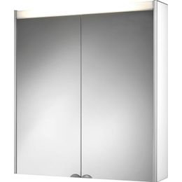 Spiegelschrank Jokey "Dekor Alu LED", weiß, B:65,4cm H:72cm T:15,3cm, Aluminium, Schränke, Aluminium, 65,4cm breit