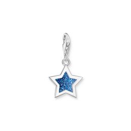 Charm-Einhänger Thomas Sabo "Stern Silber-Blau", silberfarben, dunkelblau, Charms, Damen, Silber 925 (recycelt)