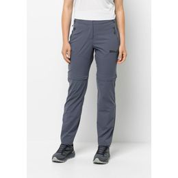 Jack Wolfskin Damen Zip-away-Hose "GLASTAL ZIP AWAY PANTS W"dolphin, Gr. 44, OBERSTOFF 94% POLYAMID, 6% ELASTHAN LINING 100% POLYESTER, Hosen