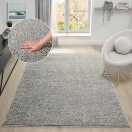 Teppich OTTO HOME "Lisam", grau, B:160cm H:15mm L:230cm, Kunstfaser, Teppiche, meliert, uni, Wohnzimmer, Schlafzimmer