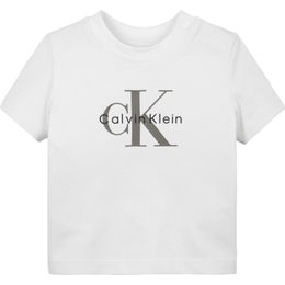 Mädchen T-Shirt "MONOGRAM SS T-SHIRT", Calvin Klein Jeans, Gr. 56hellweiß, Jersey, Obermaterial: 93% Baumwolle, 7% Elasthan, unifarben, Shirts, für
