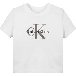 T-Shirt Calvin Klein Jeans "MONOGRAM SS T-SHIRT", M&auml;dchen, Gr. 92, hellwei&szlig;, Jersey, Obermaterial: 93% Baumwolle, 7% Elasthan, unifarben, regular fit h&uuml;ftlang, Rundhals, eingesetzt abgesteppte Kante, Shirts T-Shirt, f&uuml;r Babys bis 2 Jahre, Logo-Druck