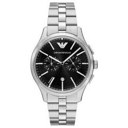 Chronograph Emporio Armani, schwarz (edelstahlfarben, schwarz), Armbanduhren, Damen, Chronograph, Quarzuhr, Armbanduhr, Herrenuhr, Edelstahlarmband, analog, Tag
