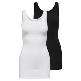 Tanktop Only "ONLLIVE &ndash; Slim-Fit Tanktops mit Stretch f&uuml;r optimalen Sitz", Damen, Gr. S, schwarz-wei&szlig; (schwarz pack:schwarz and wei&szlig;), Jersey, Obermaterial: 95% Baumwolle, 5% Elasthan, unifarben, slim fit Po-bedeckend, Rundhals, Tops Tanktop, slim fit, casual, Jersey, Baumwollmischung, Rundhals