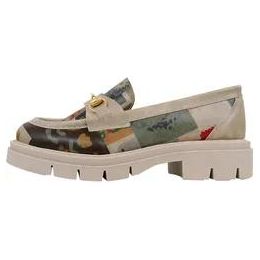 Loafer DOGO "Cindy Loafer Anatolian Patterns Damen Halbschuhe", Damen, Gr. 41, Normalschaft, beige, Lederimitat, Schuhe Loafer, Handgefertigt