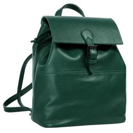 CLUTY Damen Cityrucksack echt Leder, Made in Italy gr&uuml;n B/H/T: 26cm x 31cm x 14cm, onesize