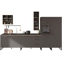 Parisot K&uuml;chenzeile &raquo; Wave 2, Breite 360 cm&laquo; Set, 6 Teilig, melaminbeschichtet, Schr&auml;nke variabel stellbar, ohne Elektroger&auml;te grau Backofenfach passend f&uuml;r 