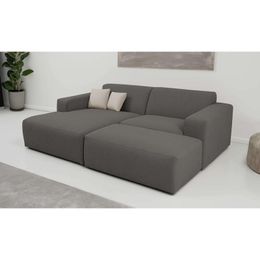 Inosign Ecksofa »Koa, 228cm, L-Form, Modulsofa, Webstoff, Cord, Struktur, Chenille« Designsofa, Set, Hocker inklusive, weicher Lounge-Sitzkomfort gray