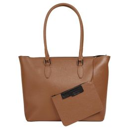 CLUTY Damen Shopper echt Leder, Made in Italy braun